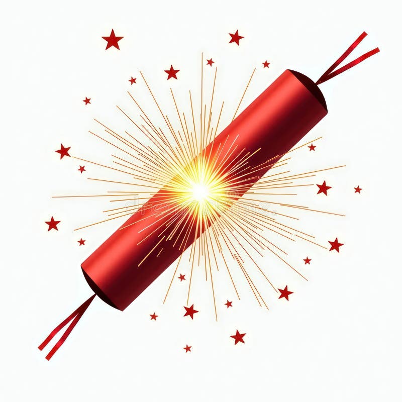 Festive Red Cracker Explodes with Vibrant Light Burst. Sparkling Effect ...