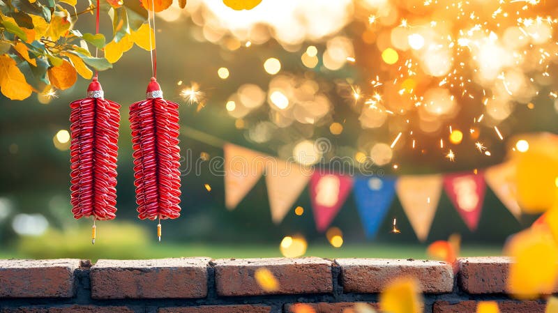 Festive Red Firecrackers stock illustration. Illustration of autumn ...