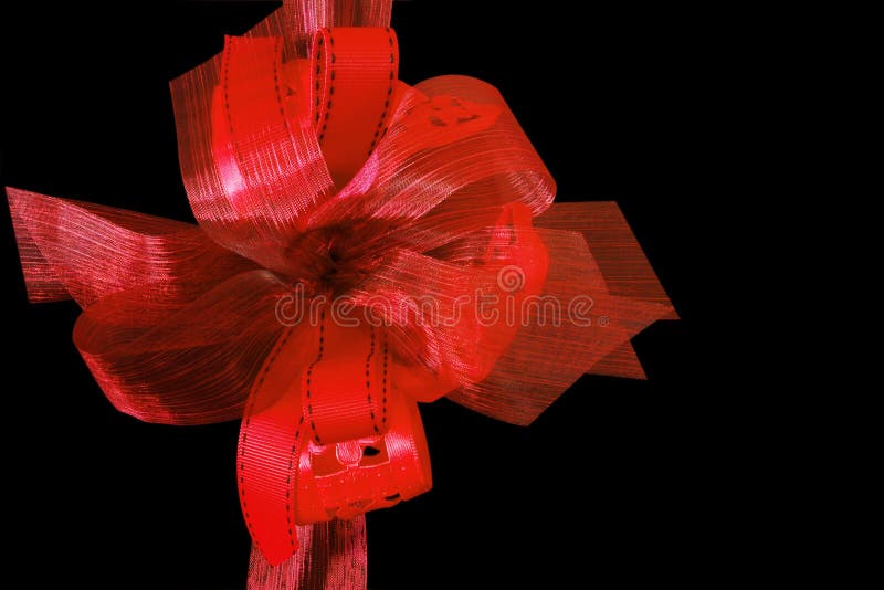 Gift Box with Red Ribbons and Tulips on Wooden Boards Stock Image ...