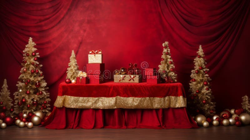 Festive Red and Gold Christmas Backdrop Stock Illustration ...