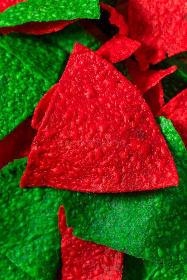 Festive Red and Green Christmas Tortilla Chips Stock Photo - Image of ...