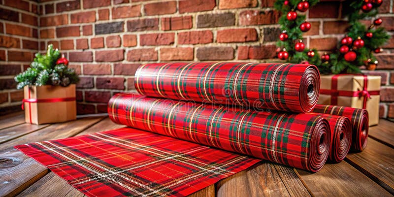 Festive Red Plaid Wrapping Paper Enhances a Modern Architectural ...