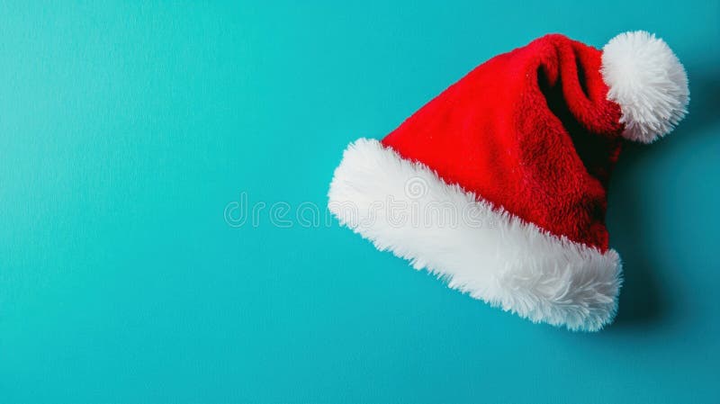 Festive Red Santa Hat with White Fur Trim Placed Sideways Stock ...