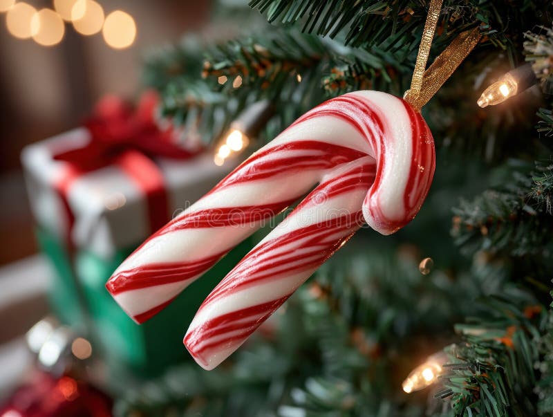 Festive Red and White Candy Canes Christmas Tree Decor Adding Vibrant ...