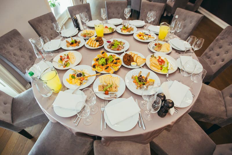 Festive Reserved Dining Table in the Restaurant Stock Image - Image of ...