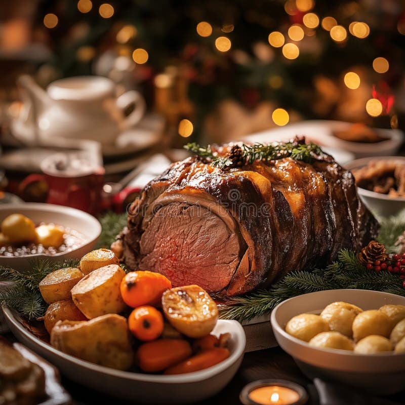 Festive Roast Beef stock illustration. Illustration of perfectly ...
