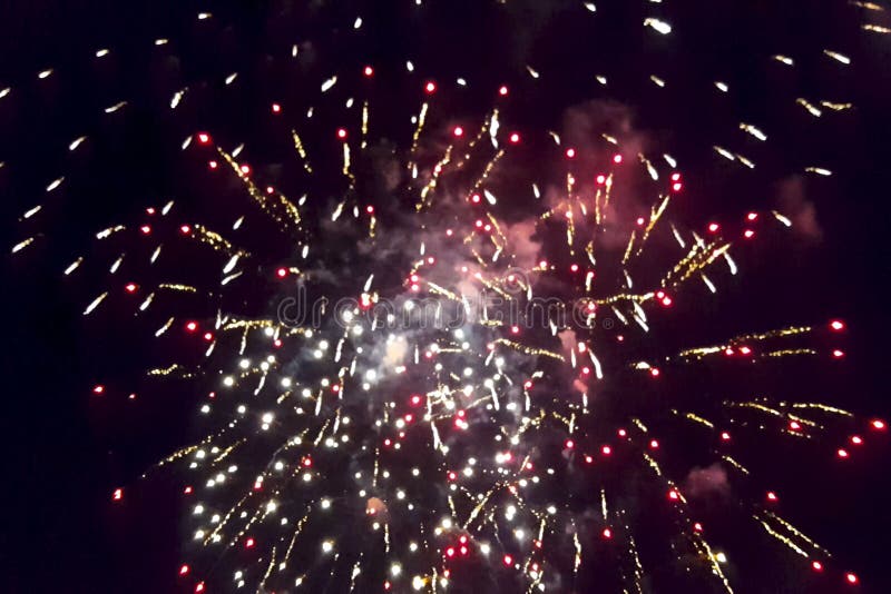 Festive Salute in the Night Sky. Explosions of Fireworks Stock Image ...