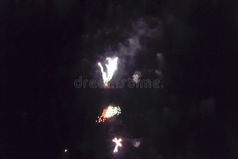Festive Salute in the Night Sky. Explosions of Fireworks Stock Photo ...