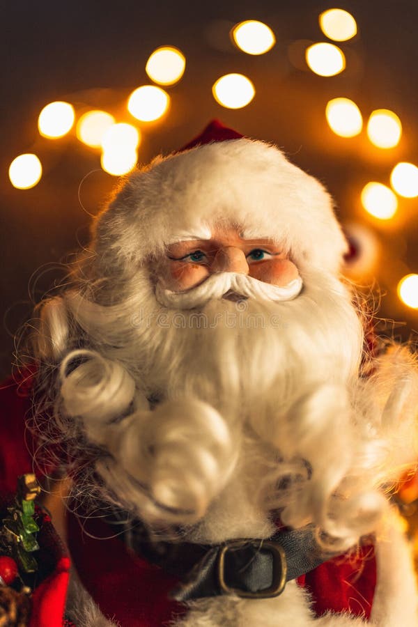 Festive Santa Claus with Colorful Lights in the Background Stock Photo ...