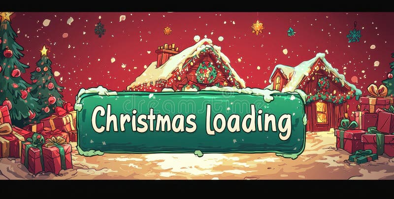 Festive Scene with Christmas Loading Progress Bar and Decorations Stock ...