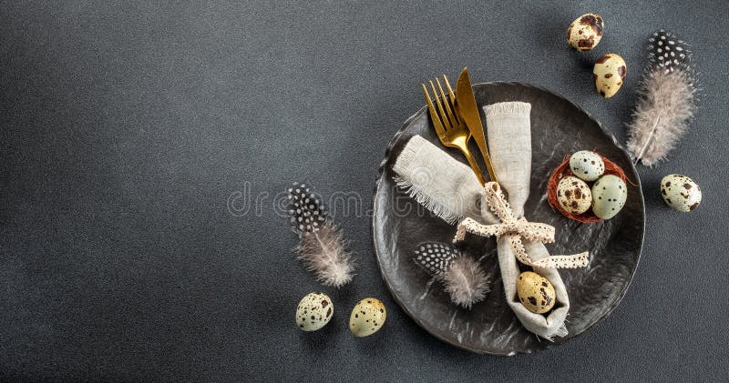 Festive Serving of the Easter on a Dark Background, Happy Easter Card ...