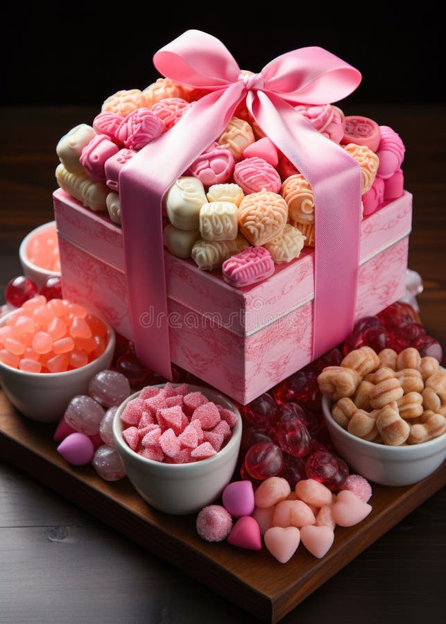 Festive Sets of Sweets and Chocolate in Different Gift Boxes Stock ...