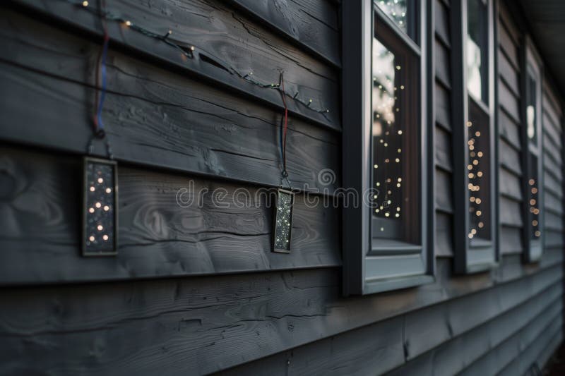 Festive Signage on House Siding, Window Decals of Celebration Stock ...