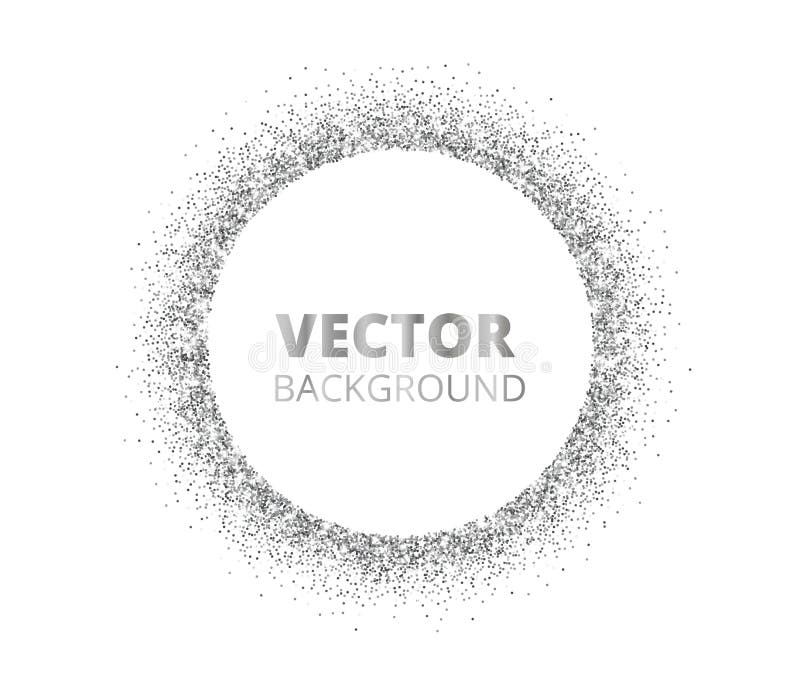 Festive Silver Sparkle Background. Glitter Border, Circle Spotted Frame ...
