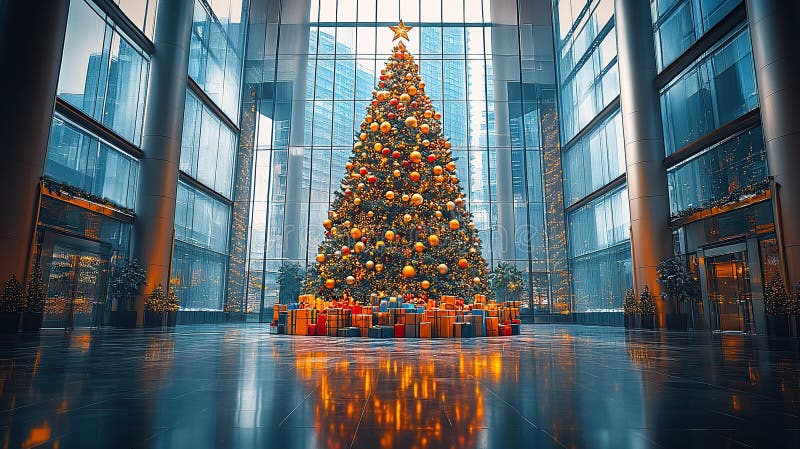 Festive Skyscraper Lobby Christmas Tree Stock Photos - Free & Royalty ...