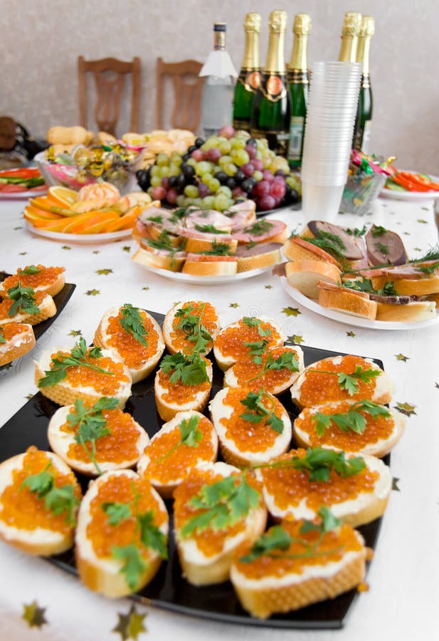 Festive snacks stock image. Image of plastic, salmon - 18141123