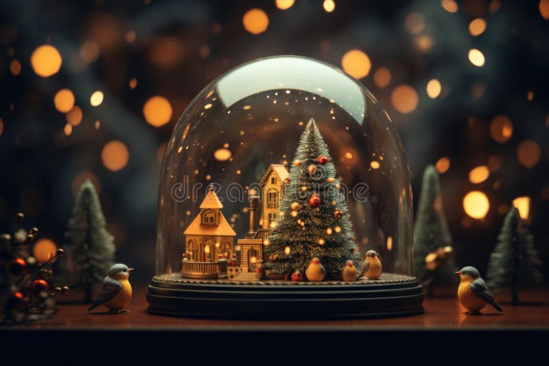 Festive Snow Globe with a Miniature Christmas Tree Inside. Perfect for ...