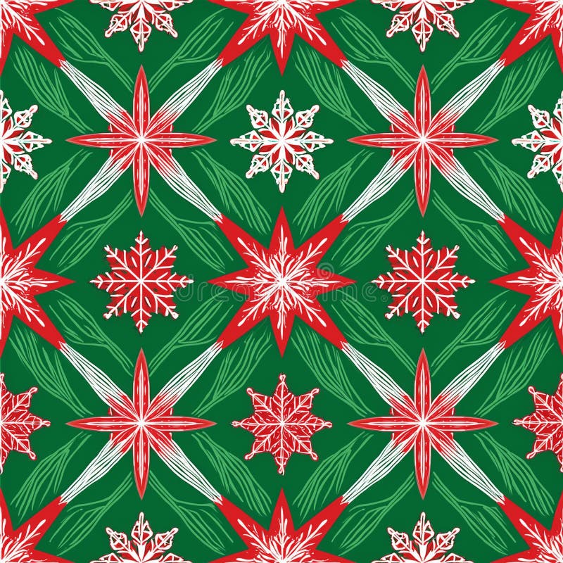 Art of Festive Snowflake Pattern with Red White and Green Color Stock ...