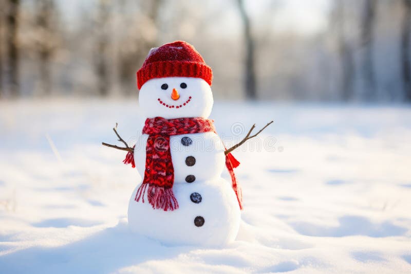 Festive Snowman Smiling in Snow. Stock Illustration - Illustration of ...