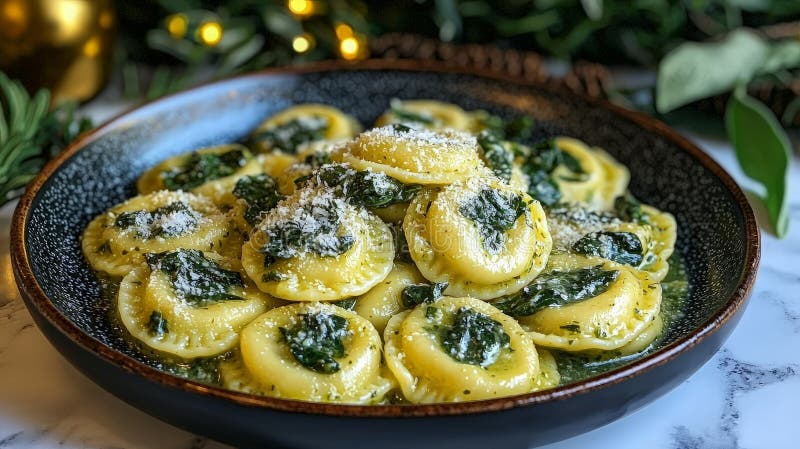 Festive Spinach Ravioli Dinner Plate Stock Image - Image of ideas ...