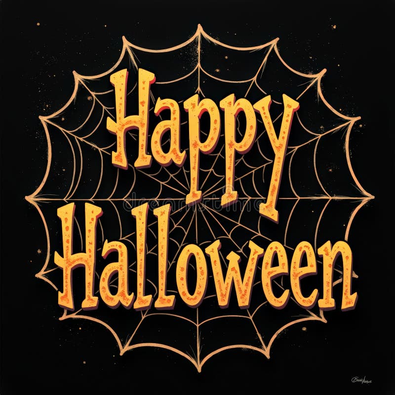 Happy Halloween with Spider Web Background. Stock Illustration ...