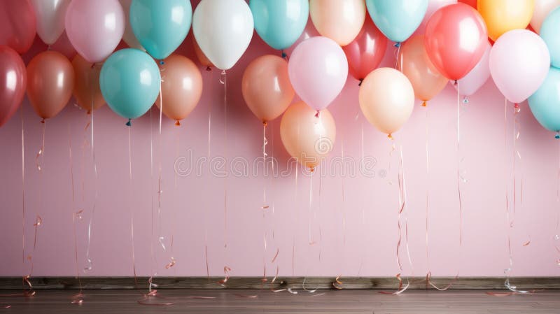 A Festive Spring Backdrop Adorned with Cascading Pastel Balloons and ...