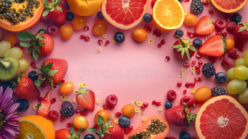 Festive Spring Fruit Display Featuring Open Space for Your Customized ...