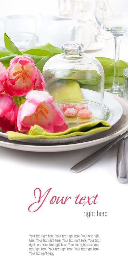 Festive Spring Table Setting, Ready Template Stock Image - Image of ...