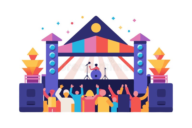 Festive Stage Setup for a Live Performance Stock Vector - Illustration ...