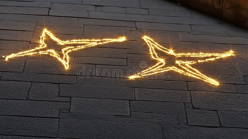Festive Star Lights Illuminate Night Brick Wall Stock Photos - Free ...