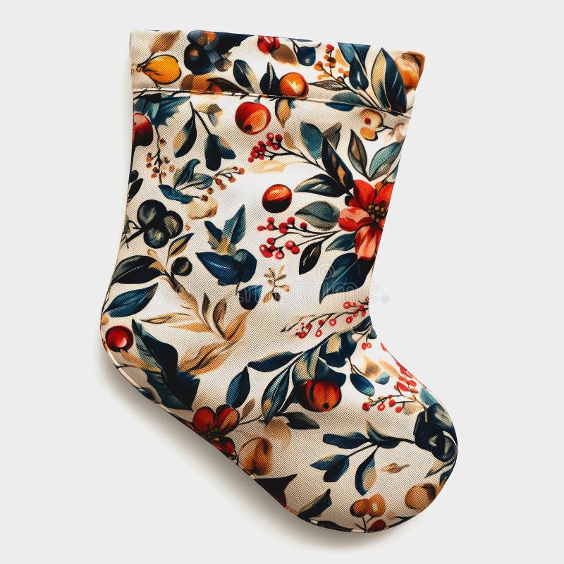 Festive Stocking on White Background Stock Image - Image of ornament ...