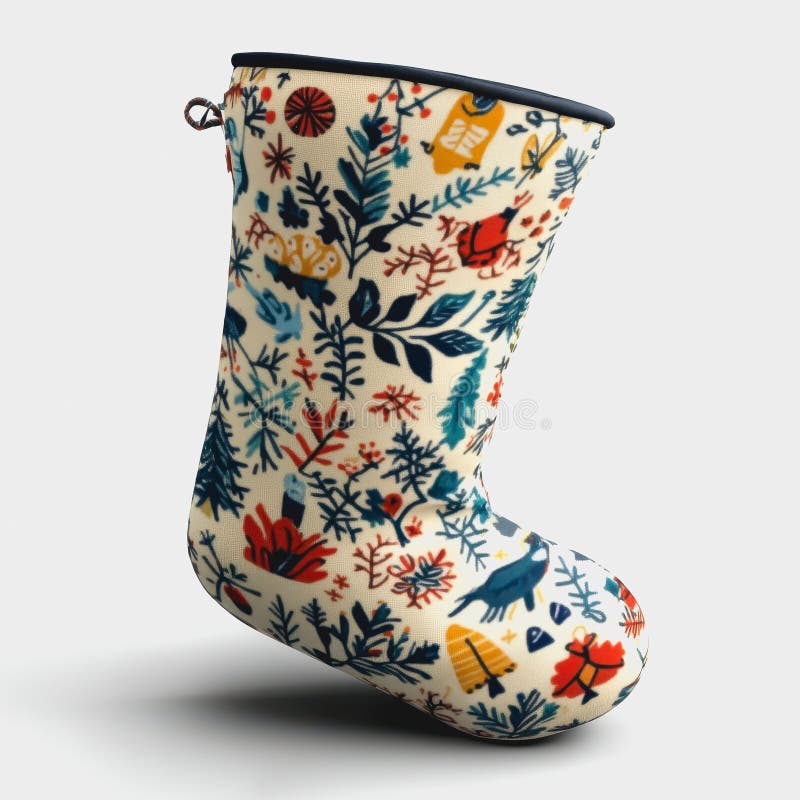 Festive Stocking on White Background Stock Photo - Image of cheerful ...