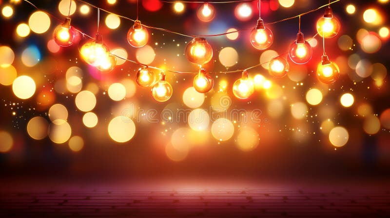 Festive String Lights and Bokeh Background for Celebration, Party, or ...