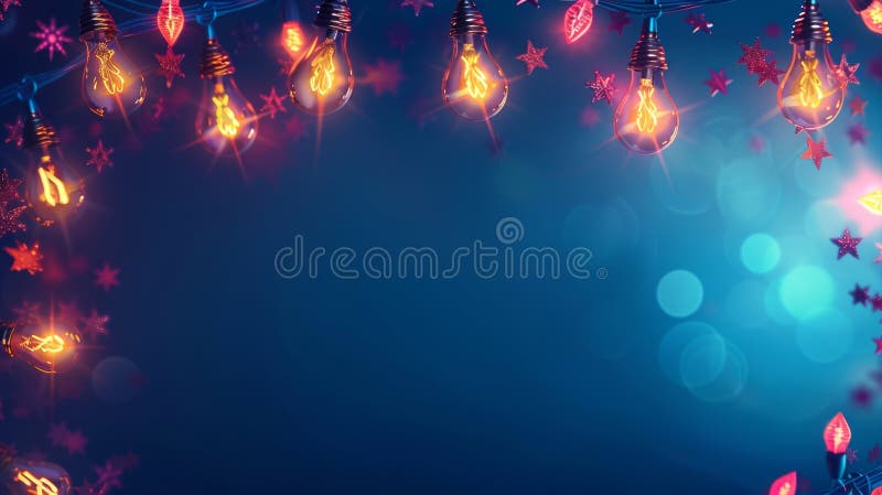 Festive String Lights and Hanging Stars Creating a Glowing Display on a ...