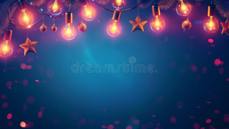 Festive String Lights and Hanging Stars Creating a Glowing Display on a ...