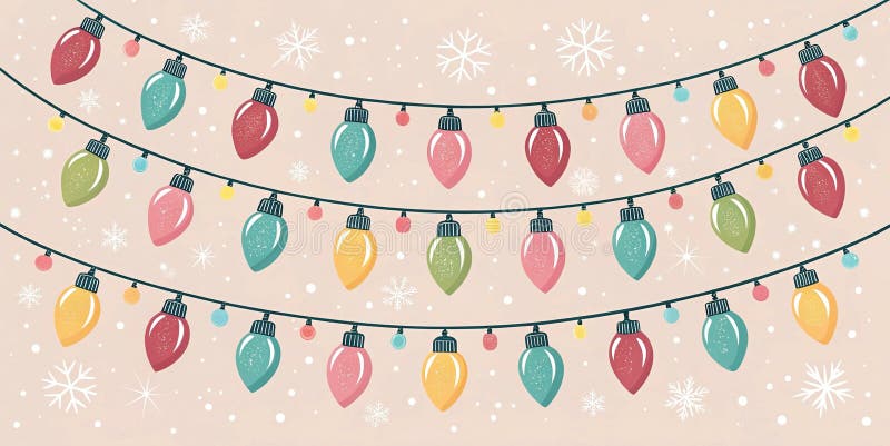 Festive String Lights.the Image Shows Two Strings of Colorful Holiday ...