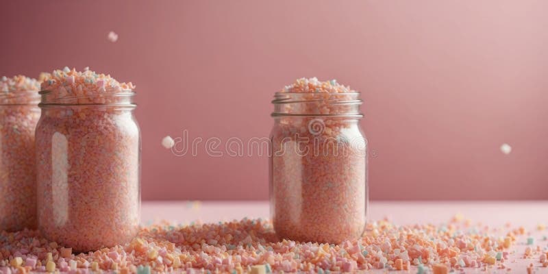 Festive Sugar Sprinkles on Pastel Pink Background. Stock Image - Image ...