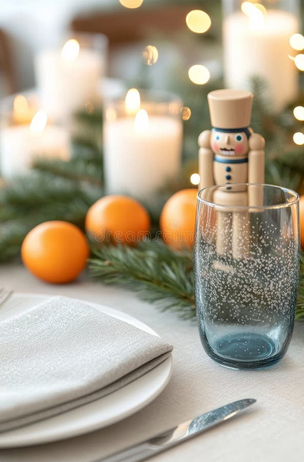 A Festive Table with Candles, Holiday Decor, and a Charming Nutcracker ...