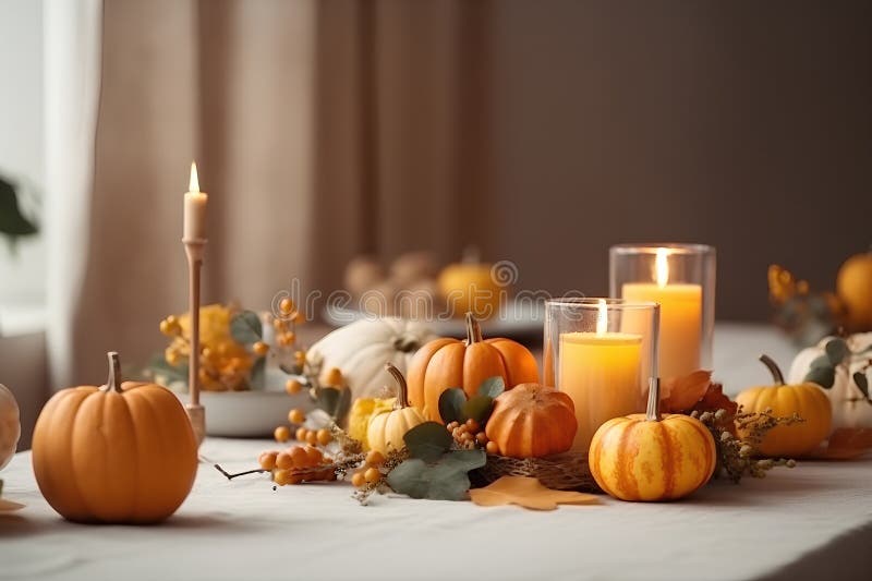 Festive Table Decorated for Thanksgiving Day. Concept Thanksgiving ...