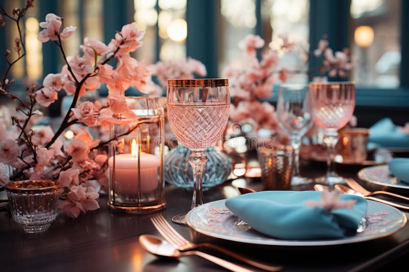 Festive Table Dressing in Spring Colors,ready for Event Celebration ...