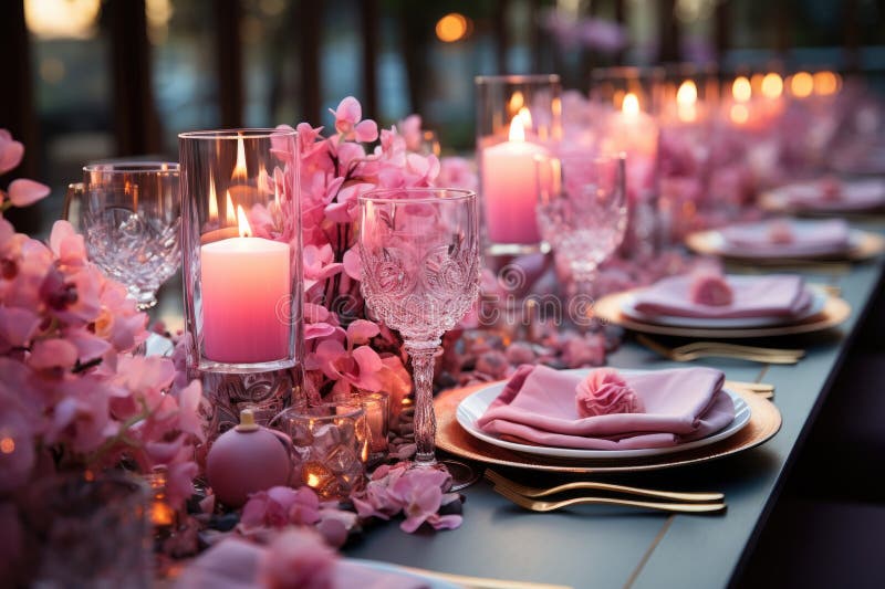 Festive Table Dressing in Spring Colors,ready for Event Celebration ...