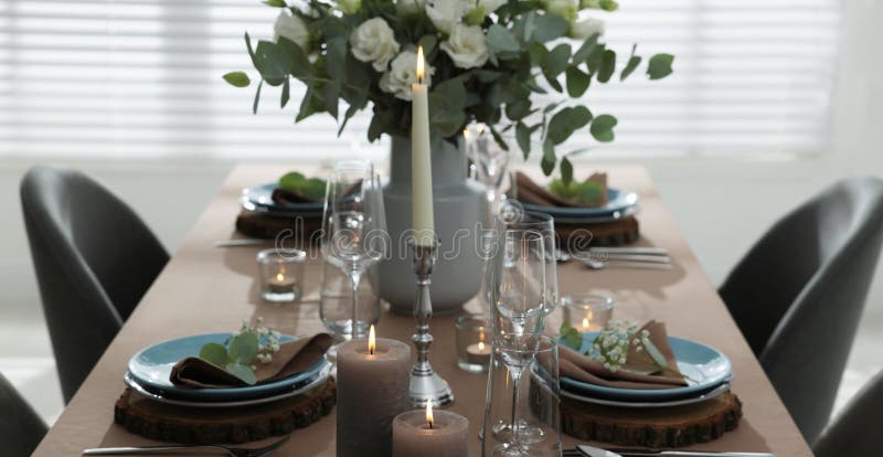 Festive Table Setting with Beautiful Tableware and Decor Indoors ...