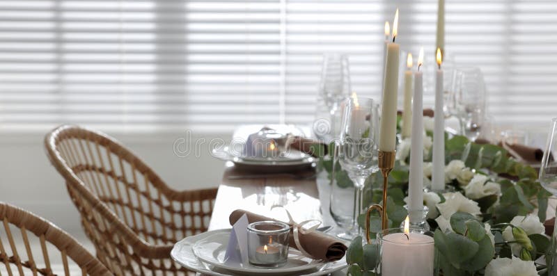 Festive Table Setting with Beautiful Tableware and Decor Indoors ...