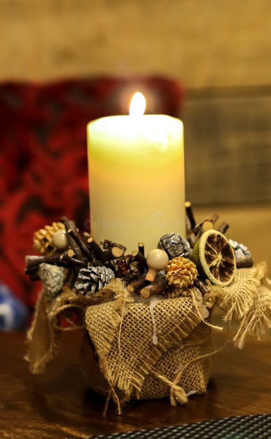 Festive Table Setting with Candles, Candlelight Dinner Stock Photo ...