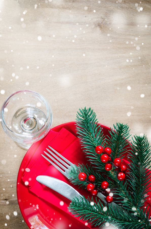 Festive Table Setting for Christmas Holiday. Stock Image - Image of ...