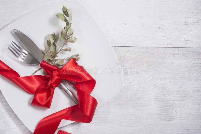 Festive Table Setting and Decoration with Red Ribbon Stock Image ... Festive Table Setting and Decoration with Red Ribbon Stock Image ...