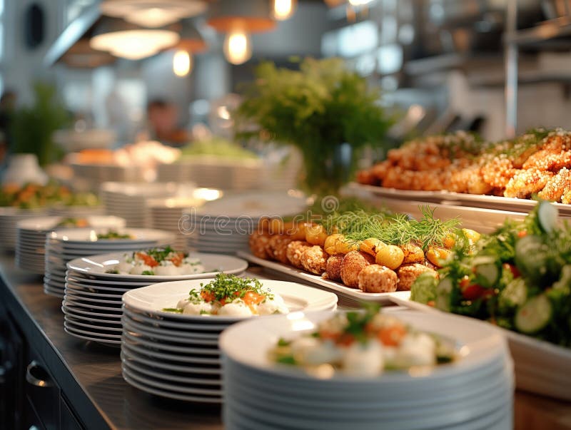 Festive Table Setting with Dishes Stock Illustration - Illustration of ...