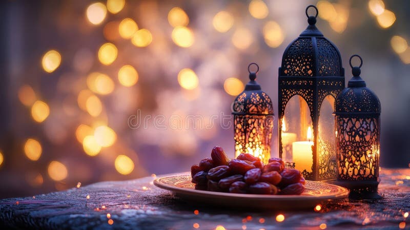 Festive Table Setting Featuring Lanterns, Dates, and Soft Lights To ...
