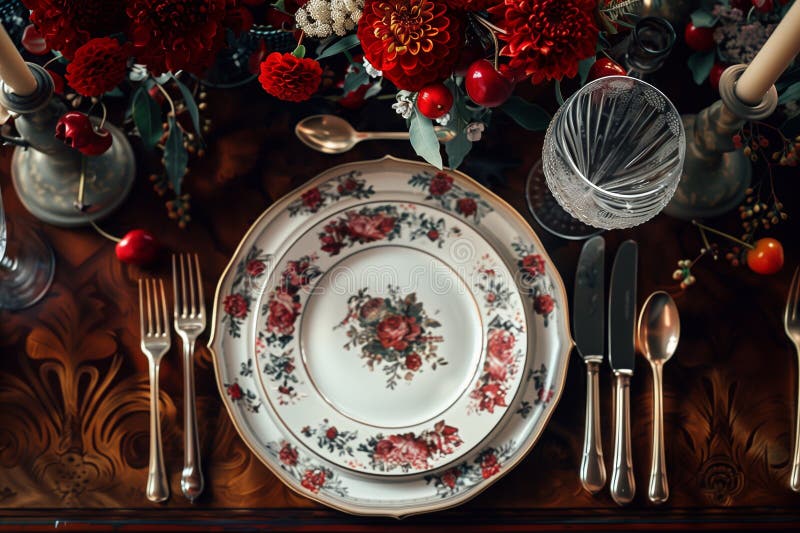 Festive Table Setting. Preparation for the Holiday Dinner Stock ...
