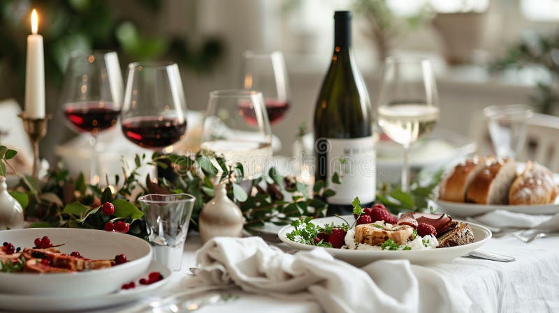 Festive Table Setting, Red Wine Glasses on White Table Cloth Stock ... Festive Table Setting, Red Wine Glasses on White Table Cloth Stock ...